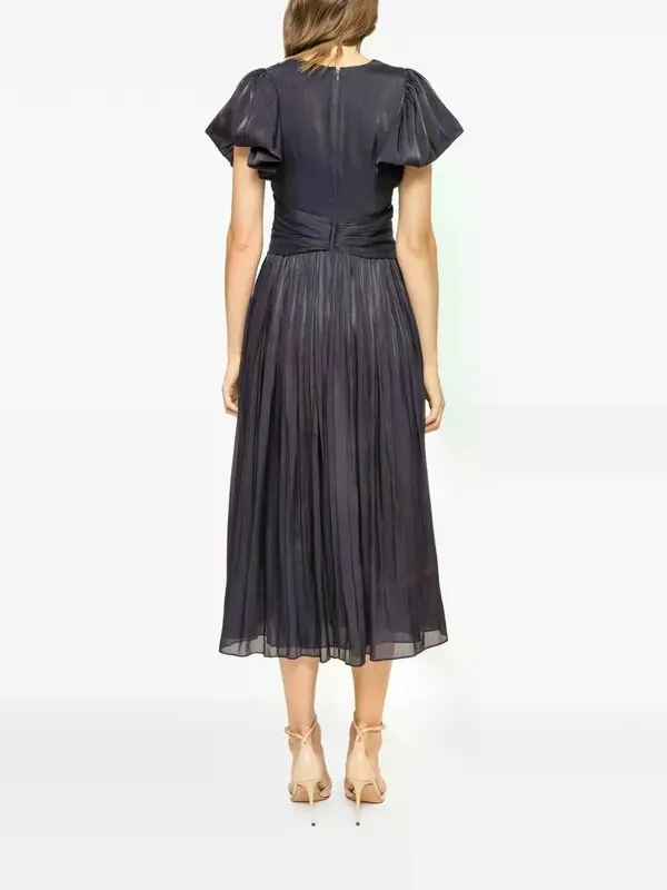 NISSA Crystal Pleated Midi Dress