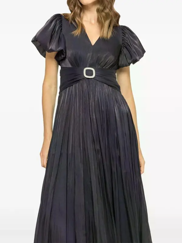 NISSA Crystal Pleated Midi Dress