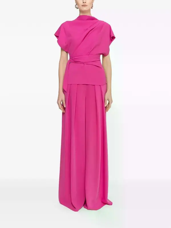 NISSA High-rise Palazzo Pants With Belt Detail - Pink