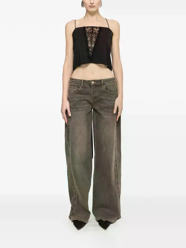 NISSA Lace-insert Crop Top