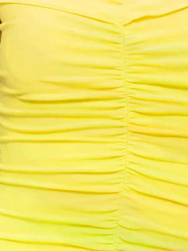 NISSA Ruched Midi Dress - Yellow