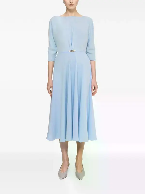 NISSA Pearl Detail Crepe Midi Dress