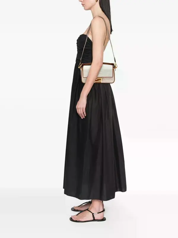 Fendi Zucca Embroidered Canvas Baguette Satchel - Neutrals