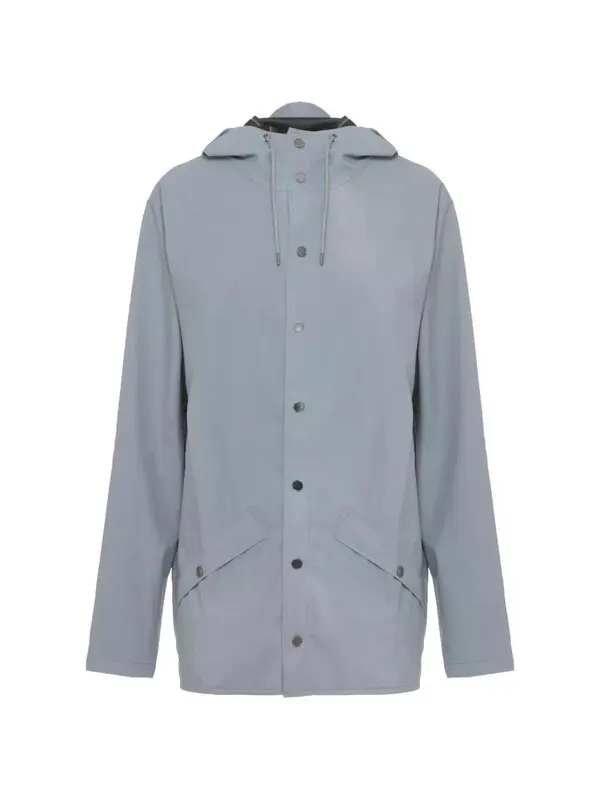 Rains Buttoned Hoodie Rain Coat - Blue