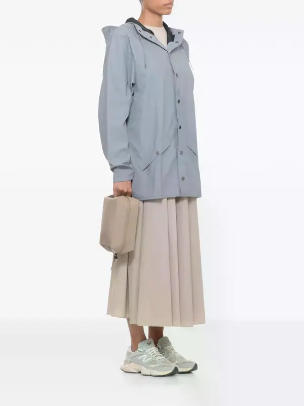 Rains Buttoned Hoodie Rain Coat - Blue
