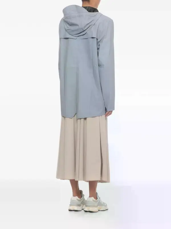 Rains Buttoned Hoodie Rain Coat - Blue