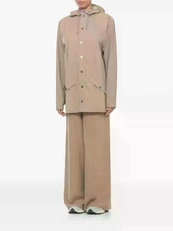 Rains Buttoned Hoodie Coat - Neutrals