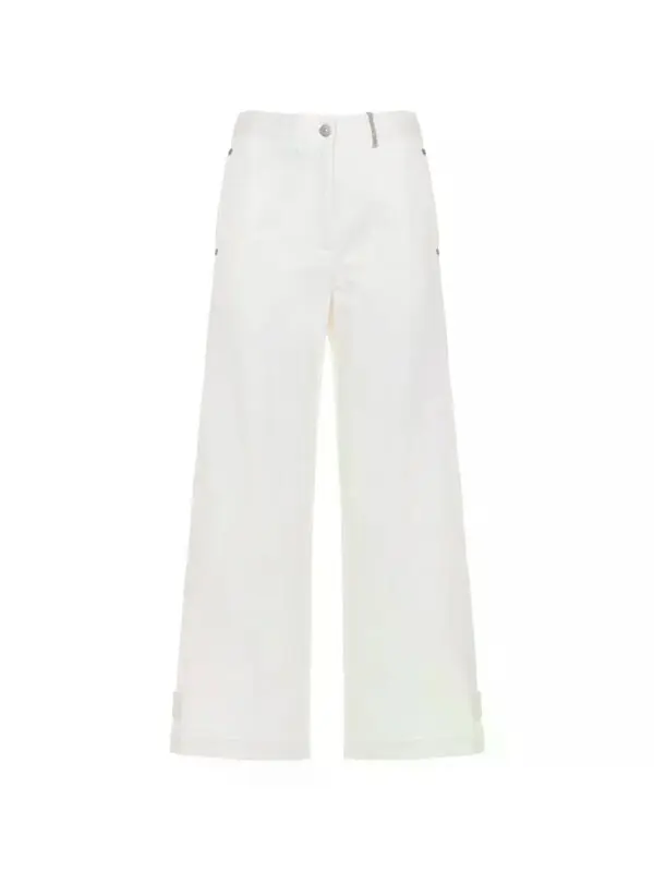 PANICALE Wide Leg Button Jeans - White