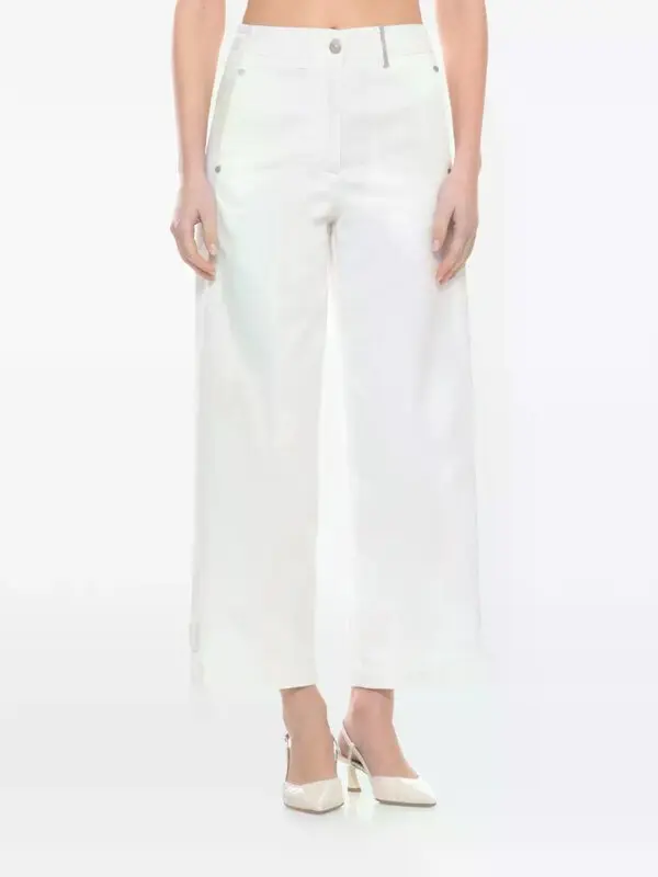 PANICALE Wide Leg Button Jeans - White