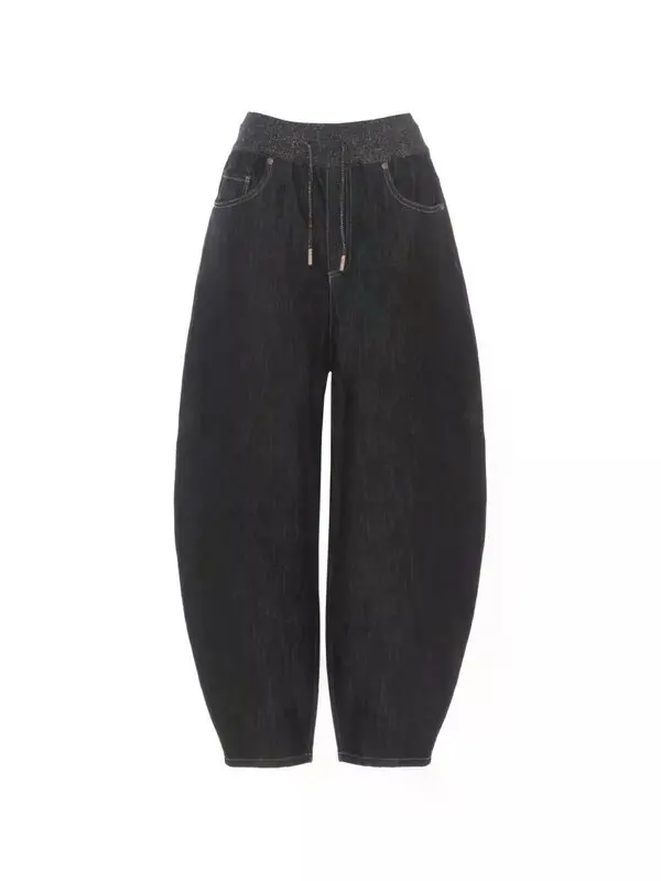 PANICALE Drawstring Gathered Jeans