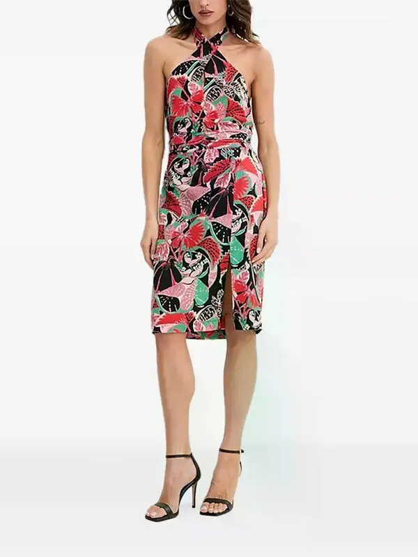 MORGAN Floral-print Halterneck Midi Dress