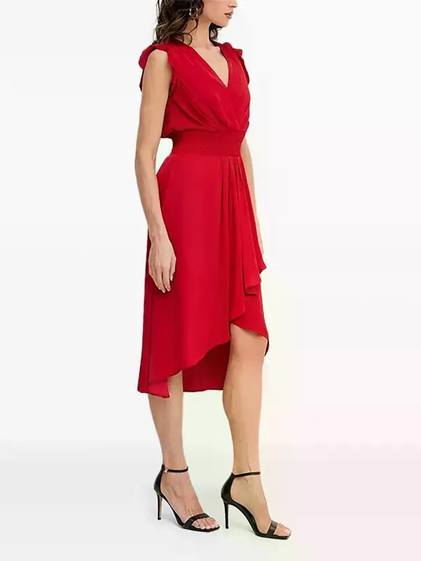MORGAN Wally Ruffled V-neck Mini Dress