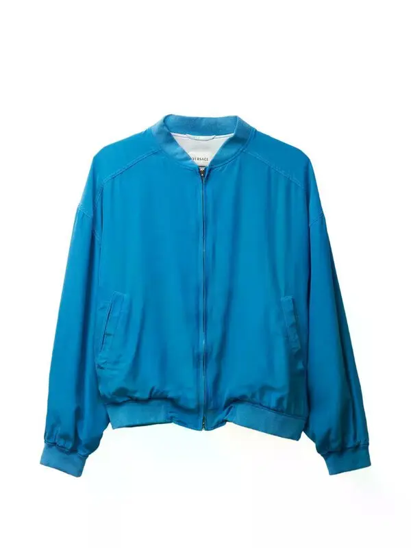 Versace Zip-up Bomber Jacket In Silk Poplin