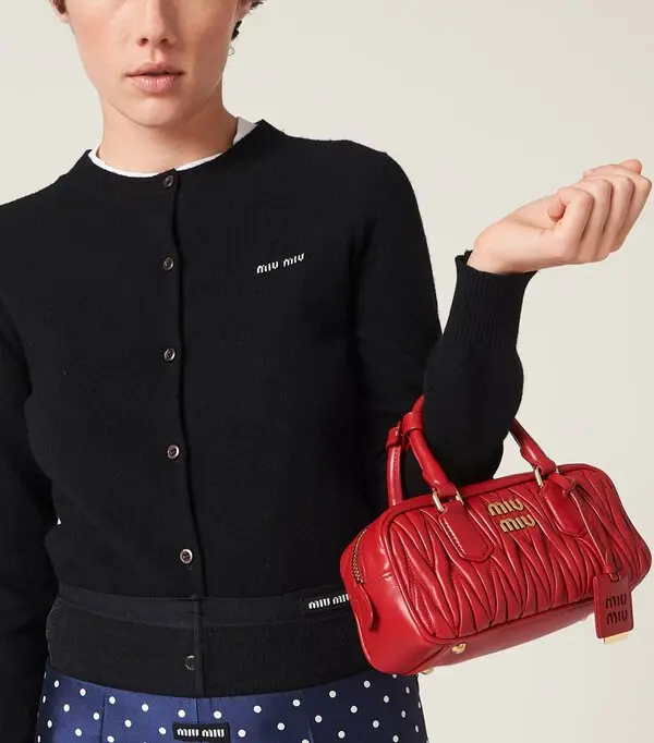 Miu Miu Nappa Leather Matelassé Arcadie Top-handle Bag - Red