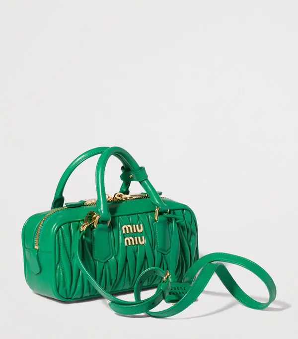 Miu Miu Nappa Leather Matelassé Arcadie Top-handle Bag - Green