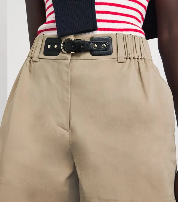 Maje Cotton-blend Belted Shorts