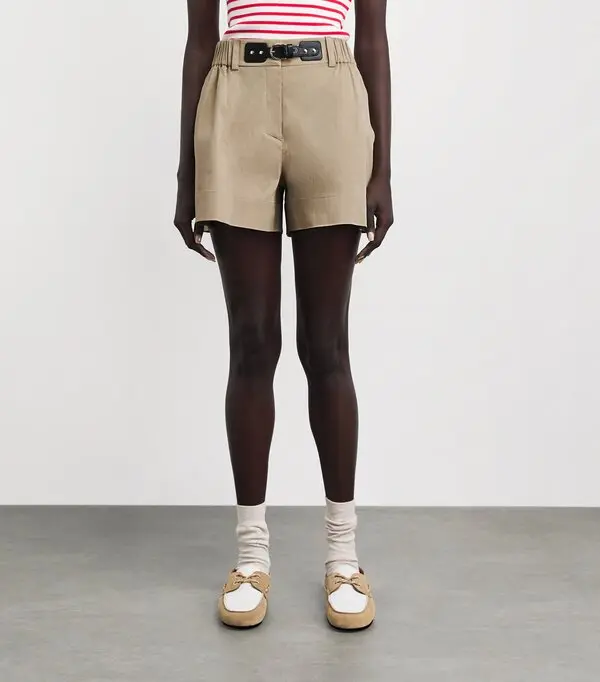 Maje Cotton-blend Belted Shorts