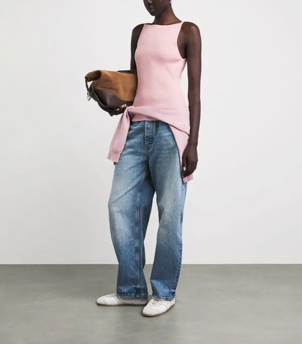 Maje Cotton-blend Rib-knit Tank Top - Pink