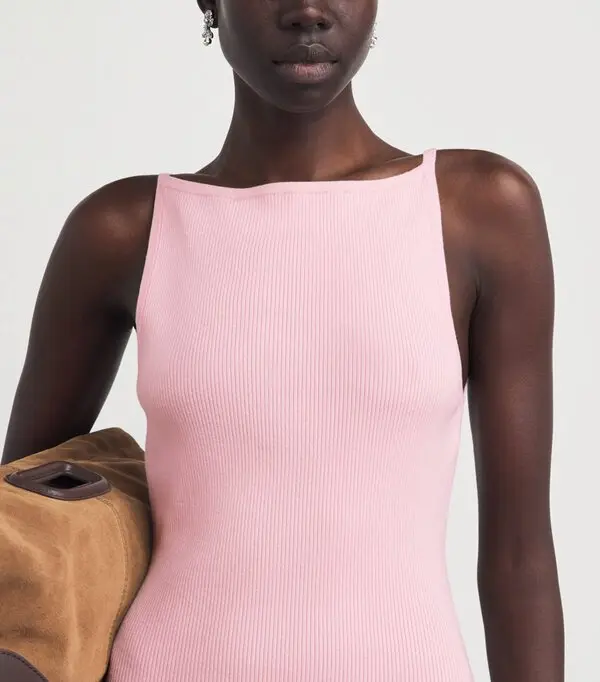Maje Cotton-blend Rib-knit Tank Top - Pink