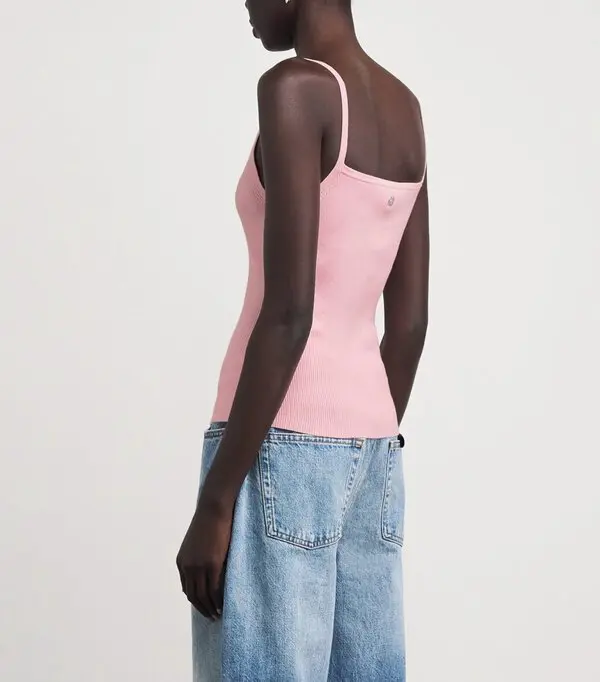 Maje Cotton-blend Rib-knit Tank Top - Pink