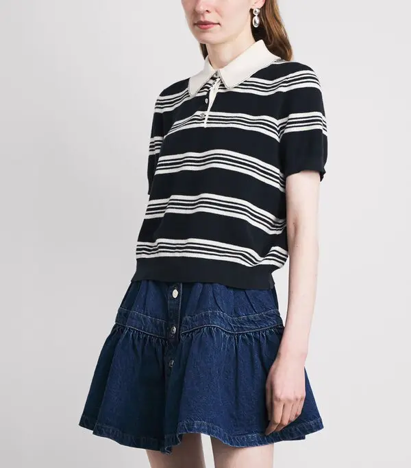 Maje Embellished Stripe Polo Shirt - Beige