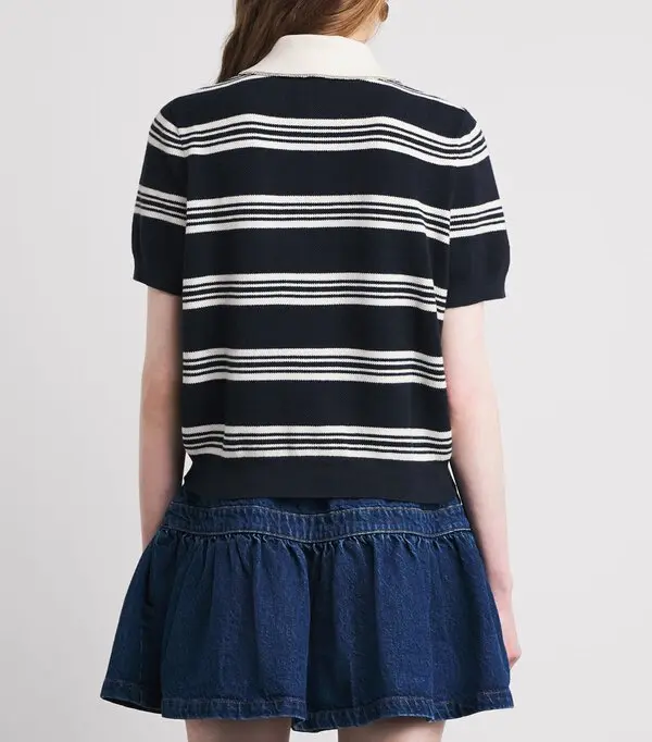 Maje Embellished Stripe Polo Shirt - Beige