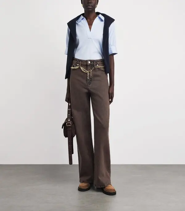 Maje Bootcut Jeans With Chain Belt