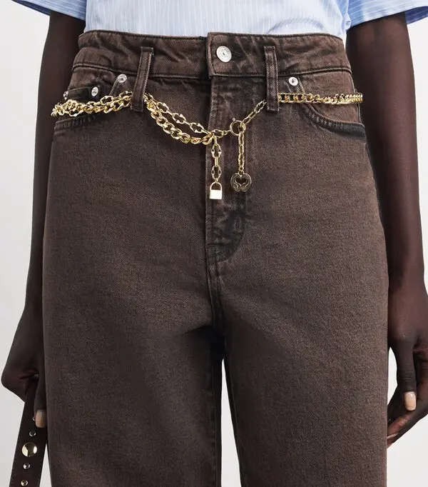 Maje Bootcut Jeans With Chain Belt