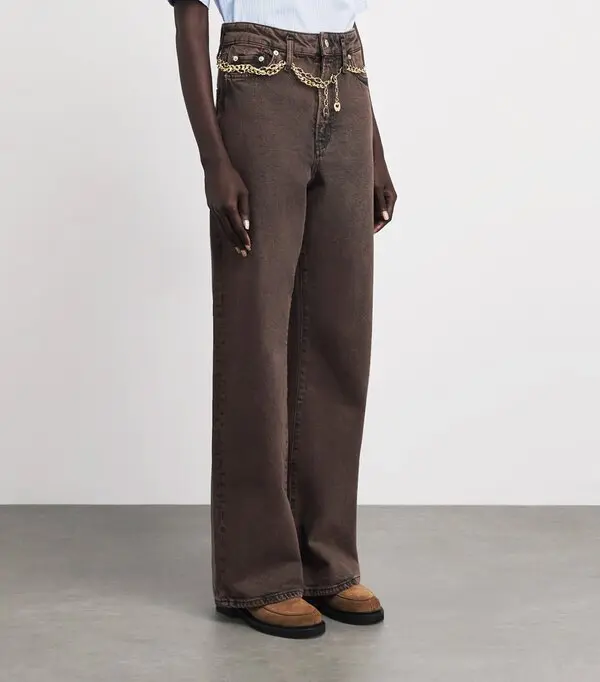 Maje Bootcut Jeans With Chain Belt