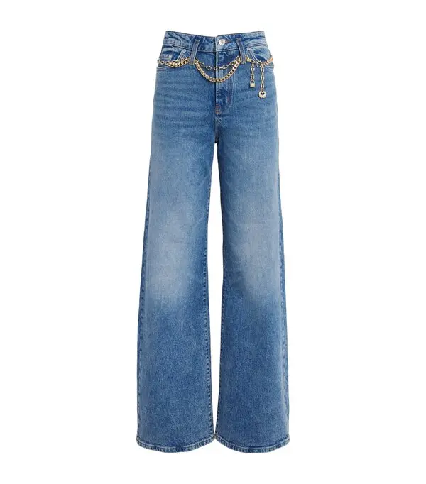 Maje High-rise Wide-leg Jeans With Chain Detail
