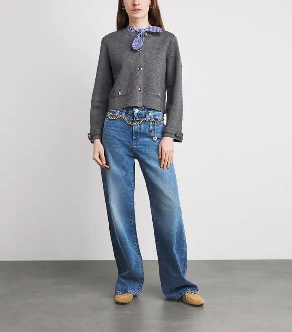 Maje High-rise Wide-leg Jeans With Chain Detail
