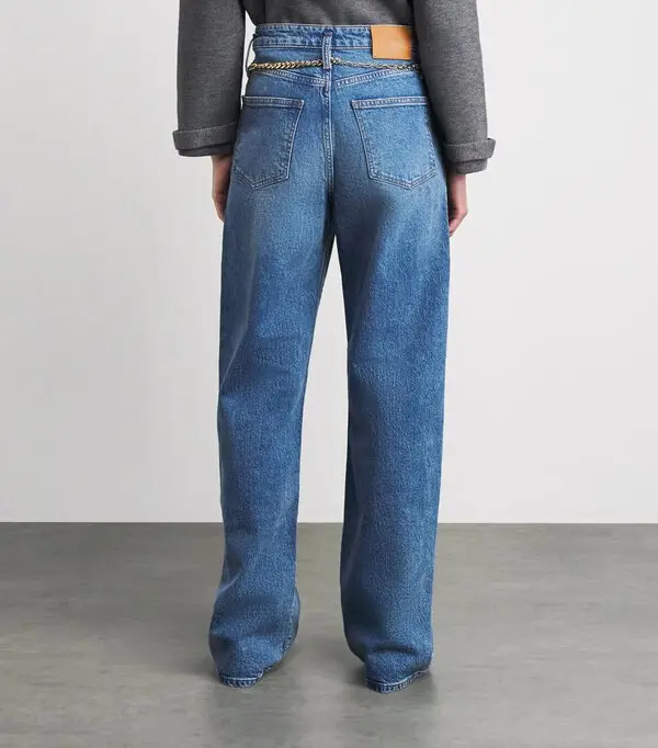 Maje High-rise Wide-leg Jeans With Chain Detail