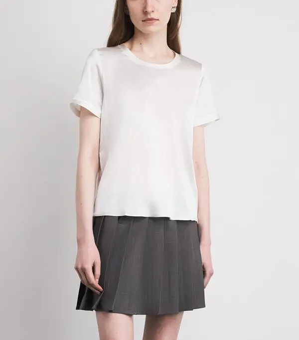 Maje Stretch-silk T-shirt - White