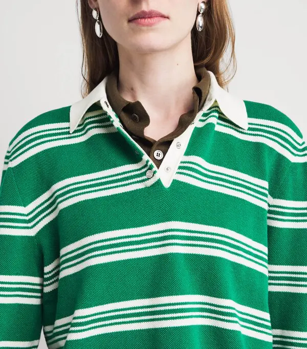 Maje Striped Cotton-blend Polo Sweater