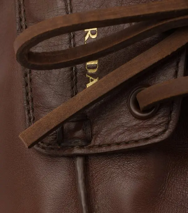 Prada Antiqued Leather Shuffle Loafers - Brown
