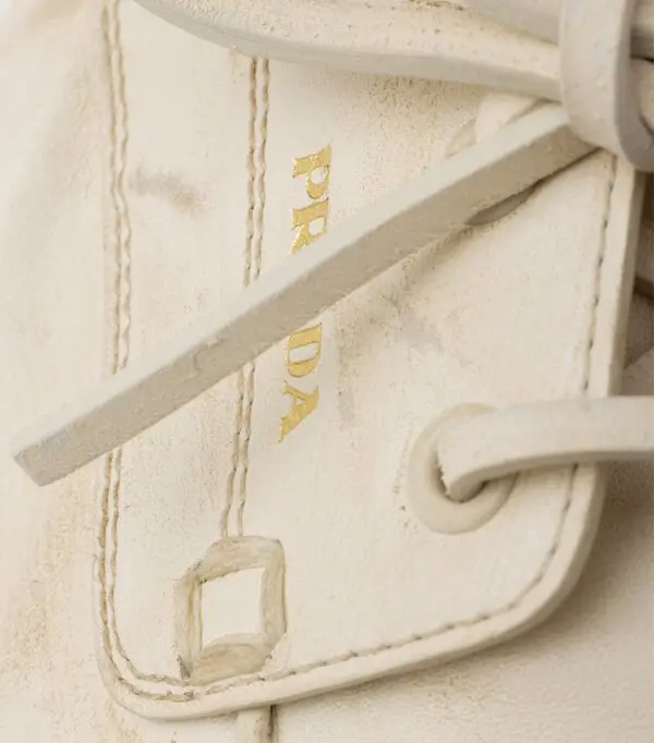 Prada Antiqued Leather Shuffle Loafers - Neutral