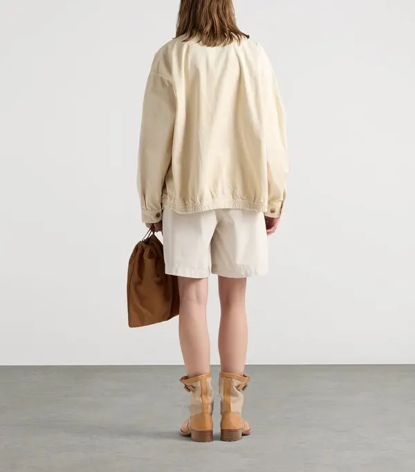 Prada Leather-trim Canvas Bomber Jacket - Neutral