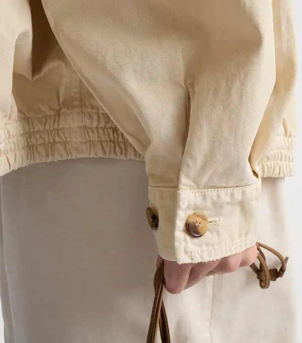 Prada Leather-trim Canvas Bomber Jacket - Neutral
