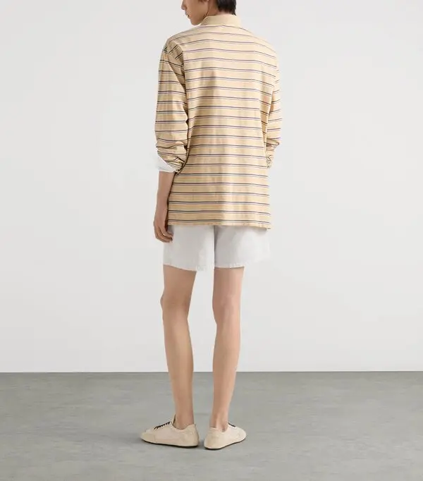 Prada Cotton Piqué Stripe Slim Long-sleeve Polo Shirt - Neutral