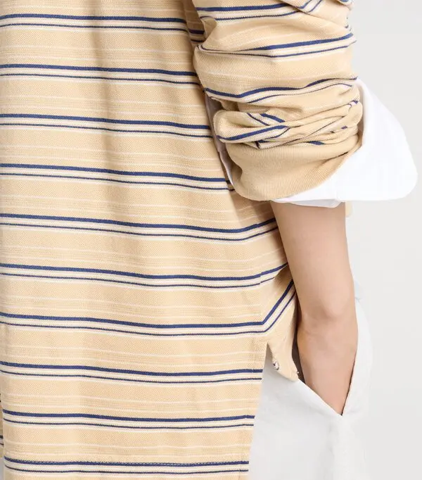 Prada Cotton Piqué Stripe Slim Long-sleeve Polo Shirt - Neutral