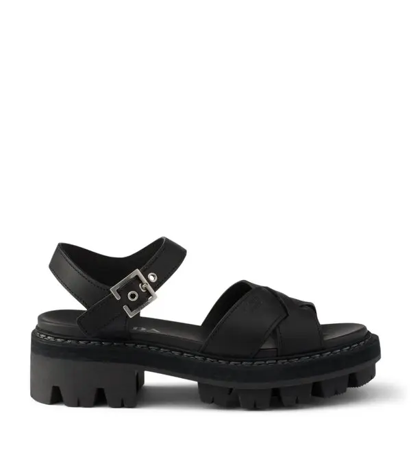 Prada Lambskin Platform Sandals 55 - Black