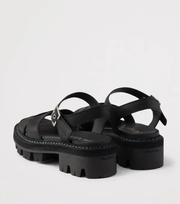 Prada Lambskin Platform Sandals 55 - Black