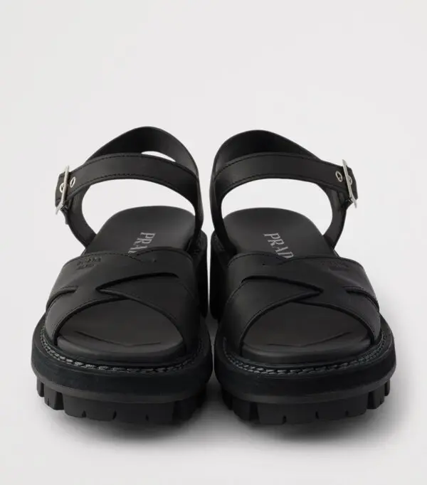 Prada Lambskin Platform Sandals 55 - Black