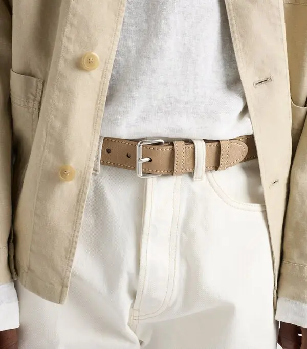Prada Nubuck Leather Belt With Silver-tone Buckle