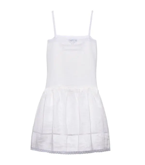 Prada Linen Embroidered Mini Dress - White