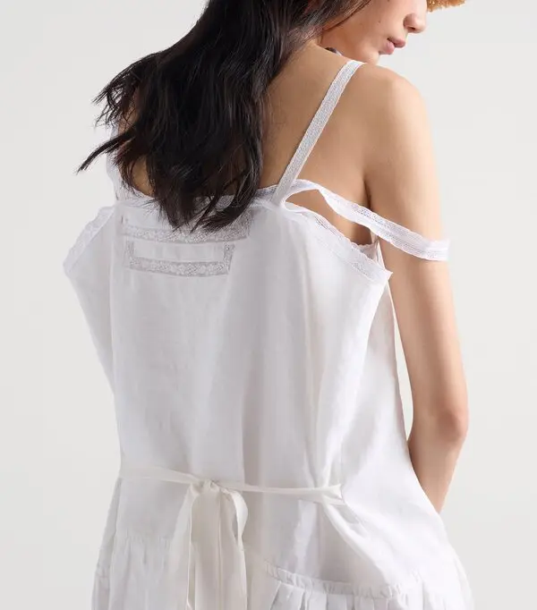 Prada Linen Embroidered Mini Dress