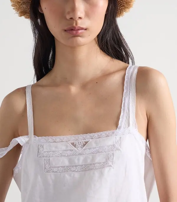 Prada Linen Embroidered Mini Dress