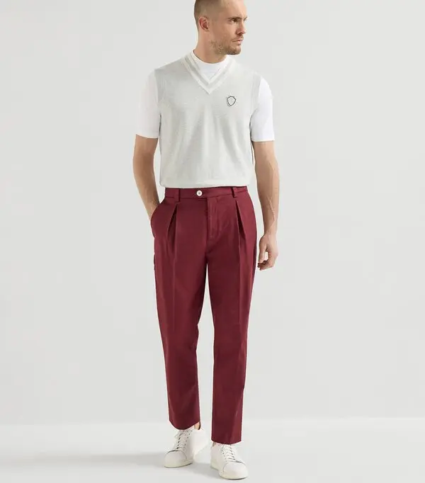 Brunello Cucinelli Stretch-cotton Pleated Trousers