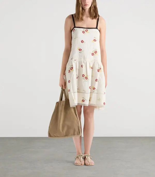 Prada Linen Floral Mini Dress