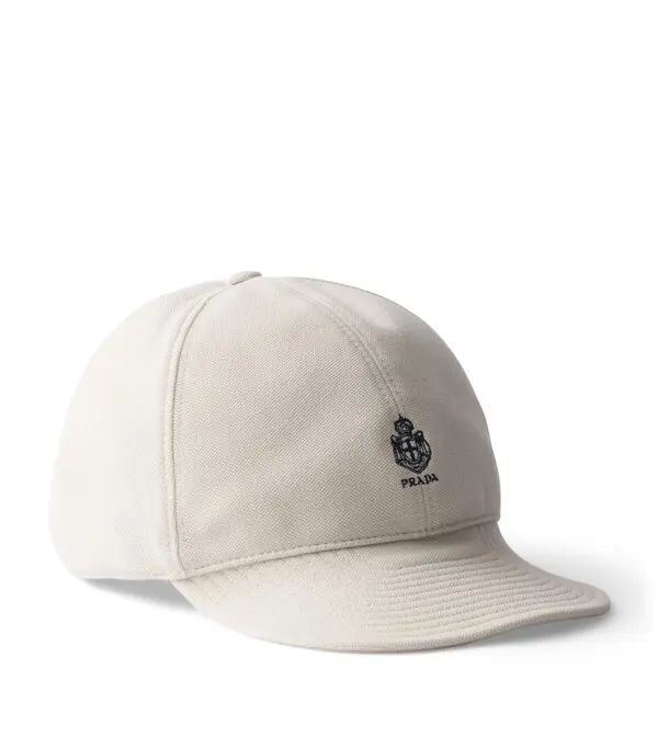 Prada Cotton Piqué Baseball Cap With Logo - Neutral
